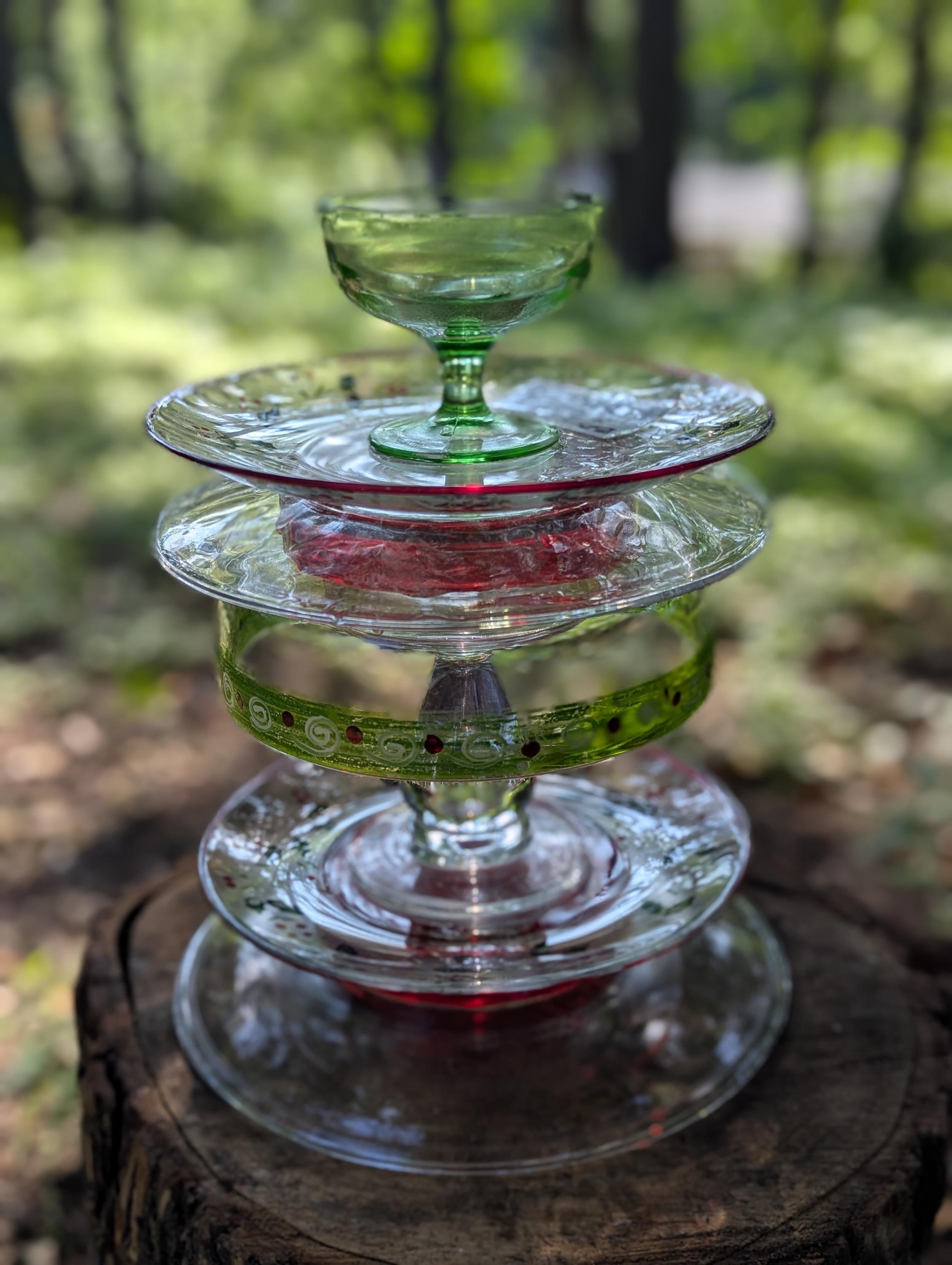 CHRISTMAS IN CRYSTAL Bird Bath, Totem, Bird Feeder, Center Piece, Side ...