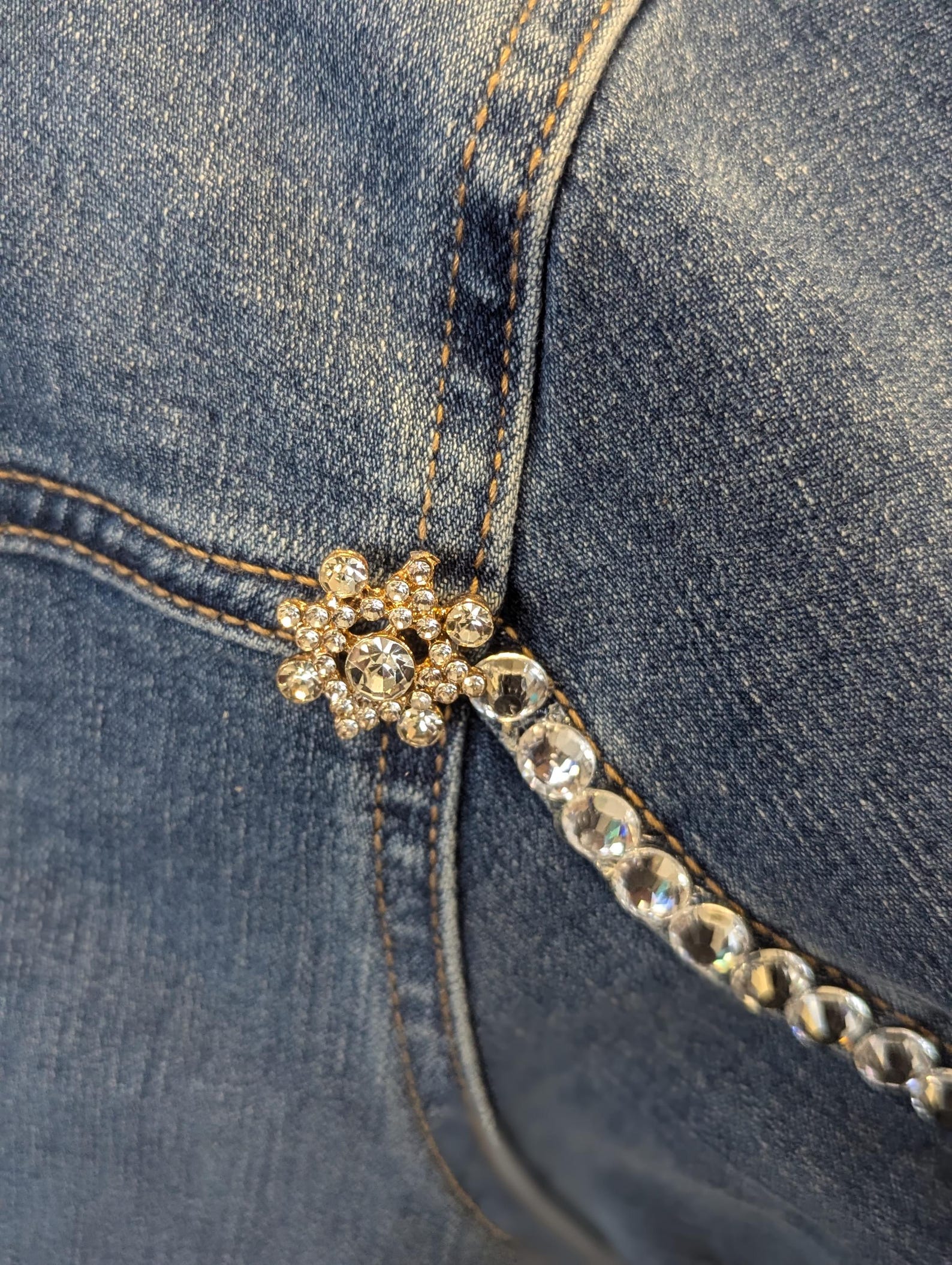 Swan Crown With Pink Details on a Med Blue Denim Jacket. Embellished ...