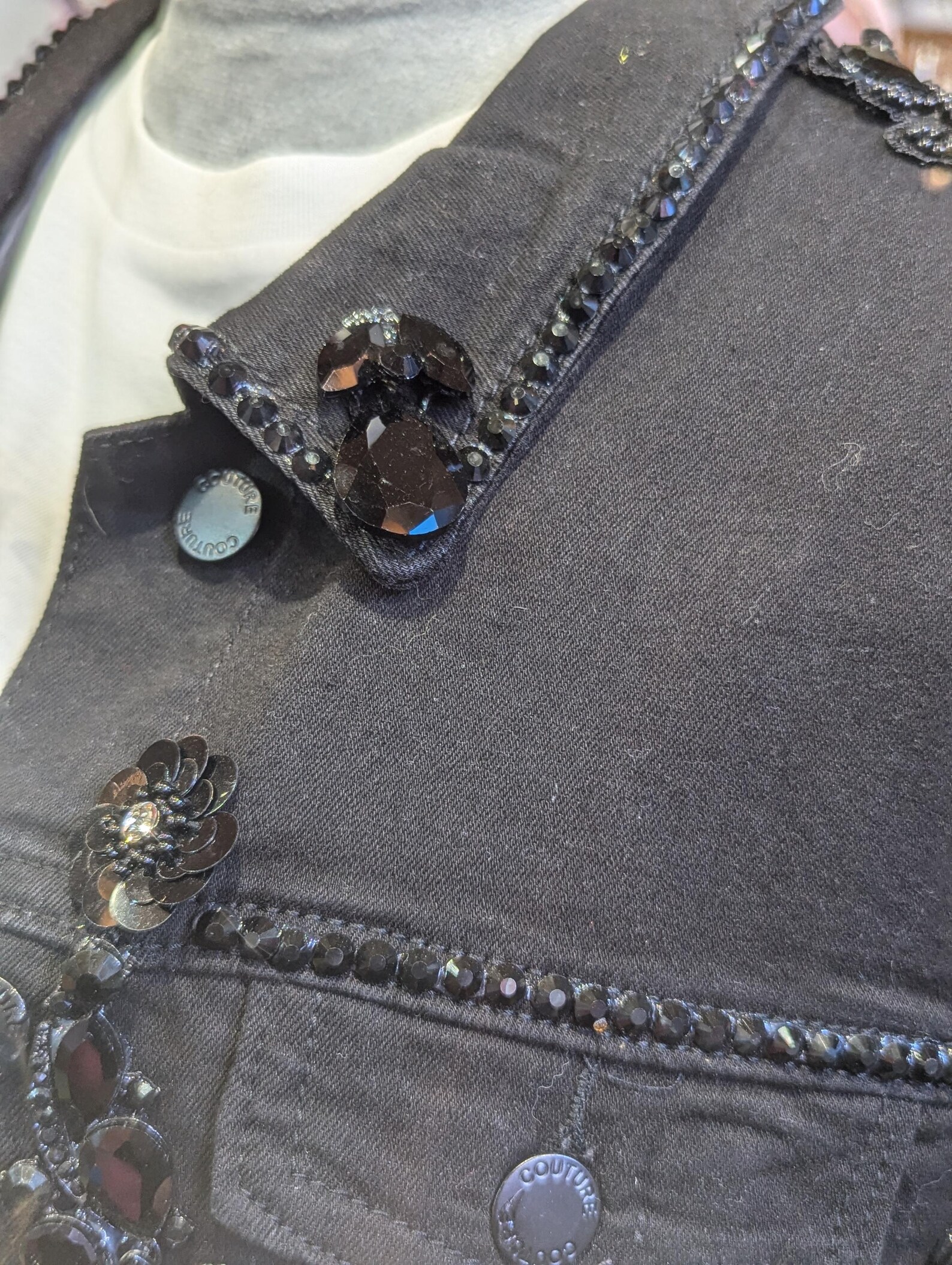 Black Swan on a Black Denim Jacket. Embellished Denim Jacket ...