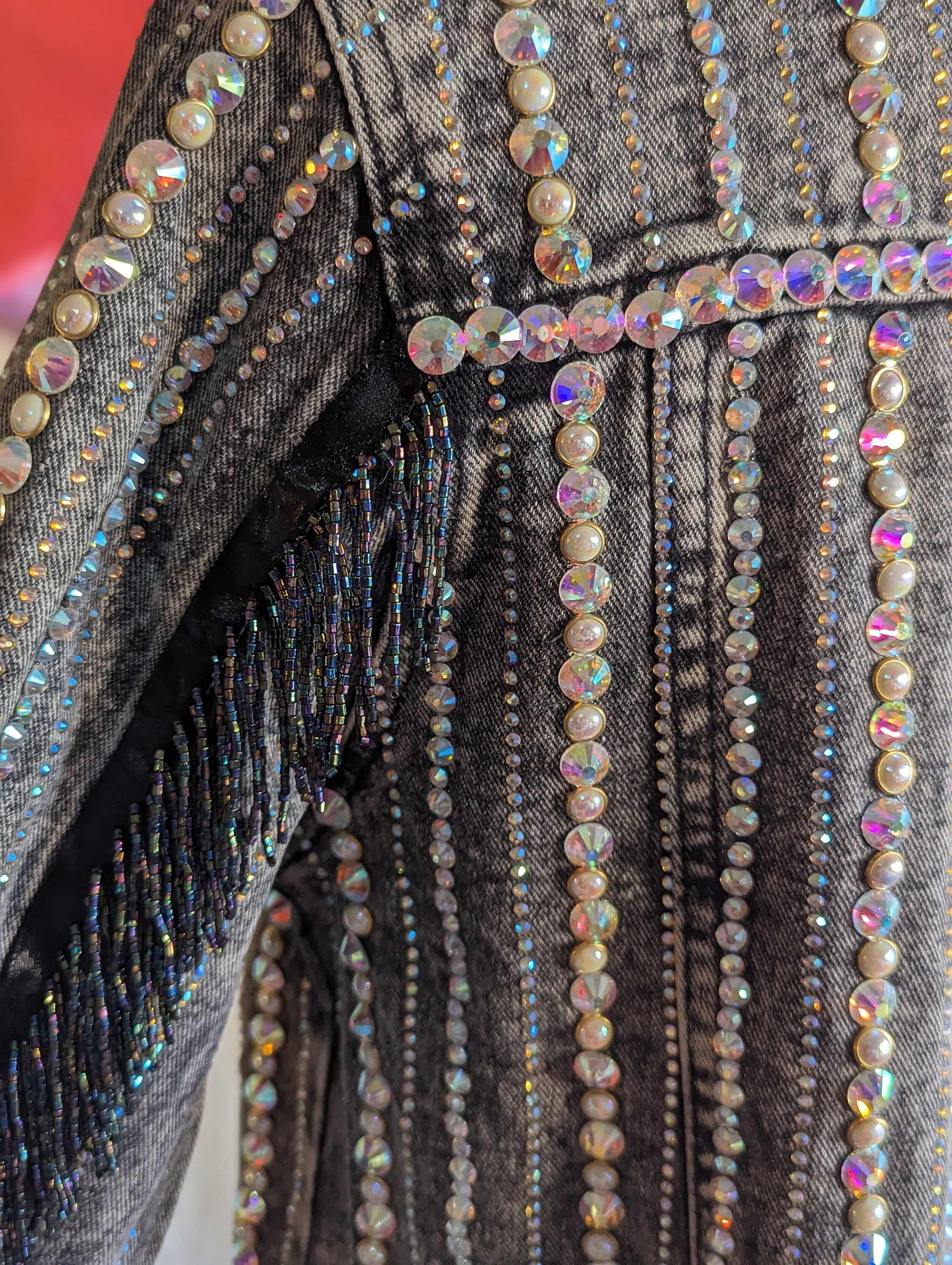 AB Sparkly With Black Details on a Black Denim Jacket. Embellished ...