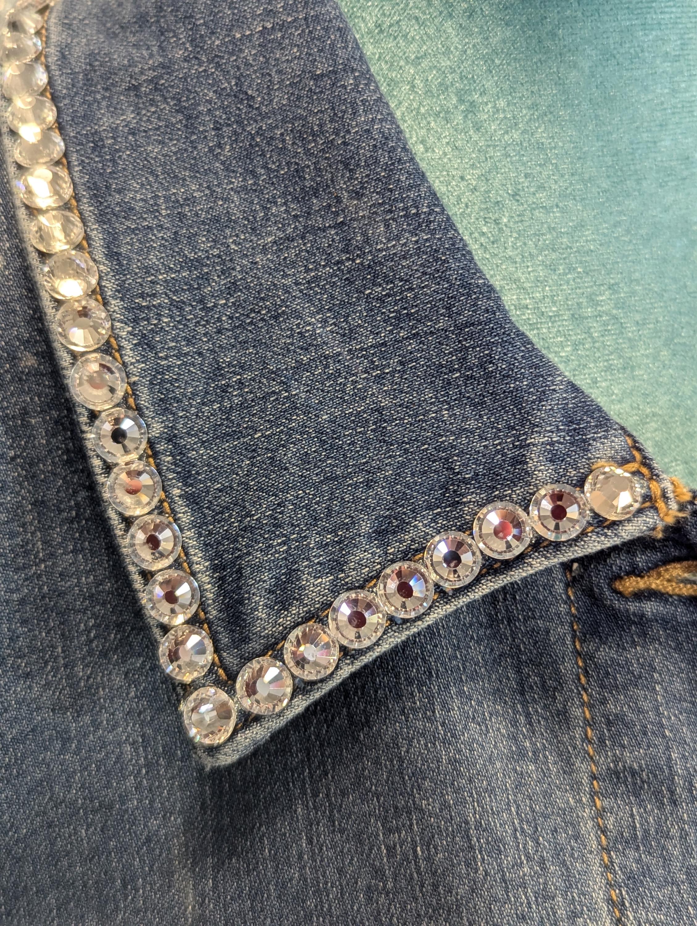 Swan Crown With Pink Details on a Med Blue Denim Jacket. Embellished ...