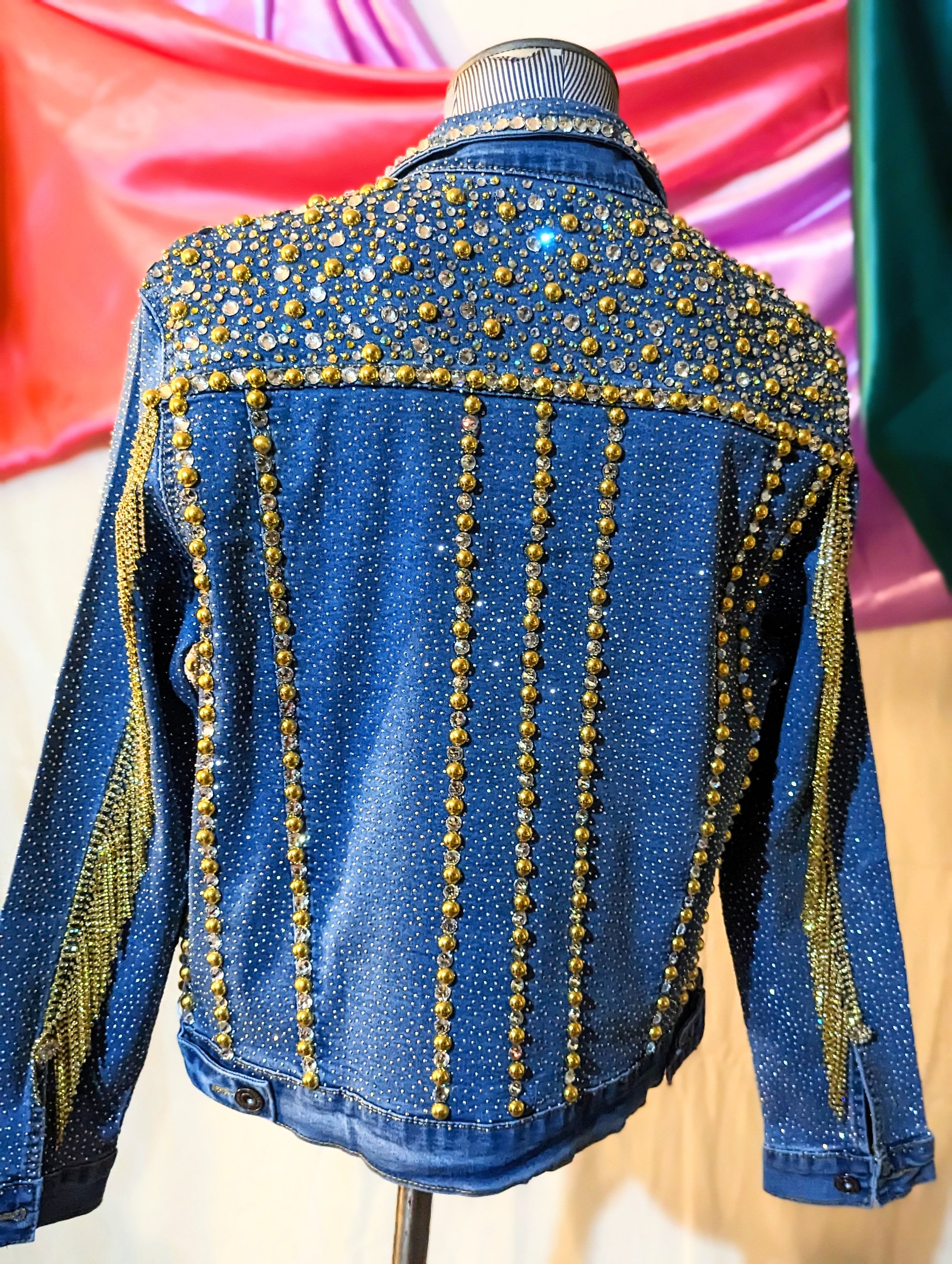 Shiny With Silver and Gold on a Sparkly Blue Denim Jacket. Embellished ...