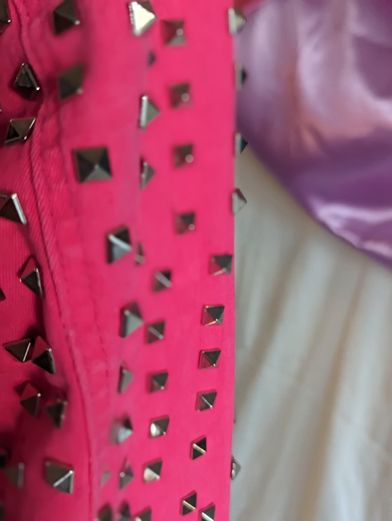 Silver Stars on a Neon Pink Denim Jacket. Embellished Denim - Etsy