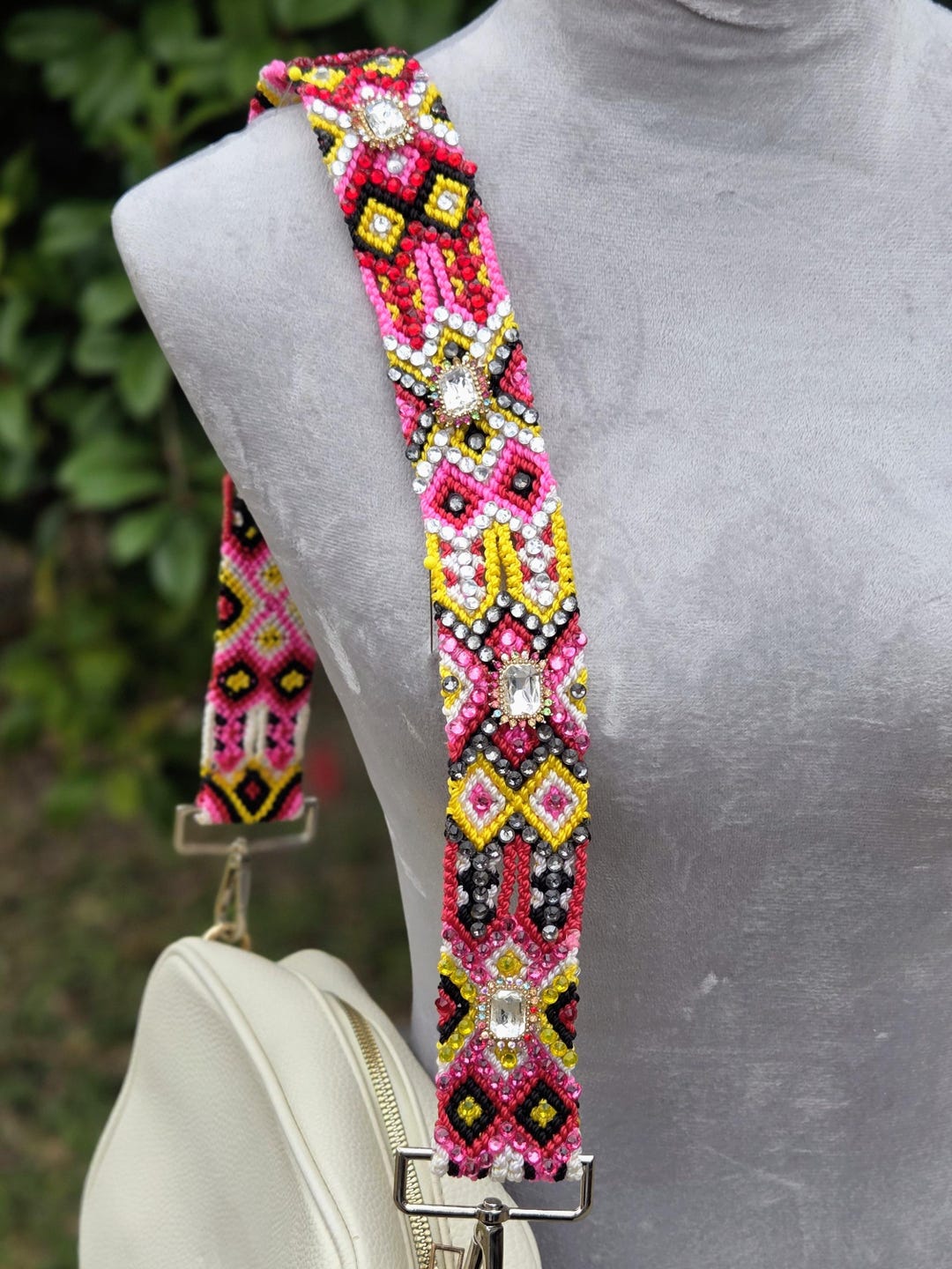 Braided Handbag Strap With Rhinestones With Crystal Stones in Color ...
