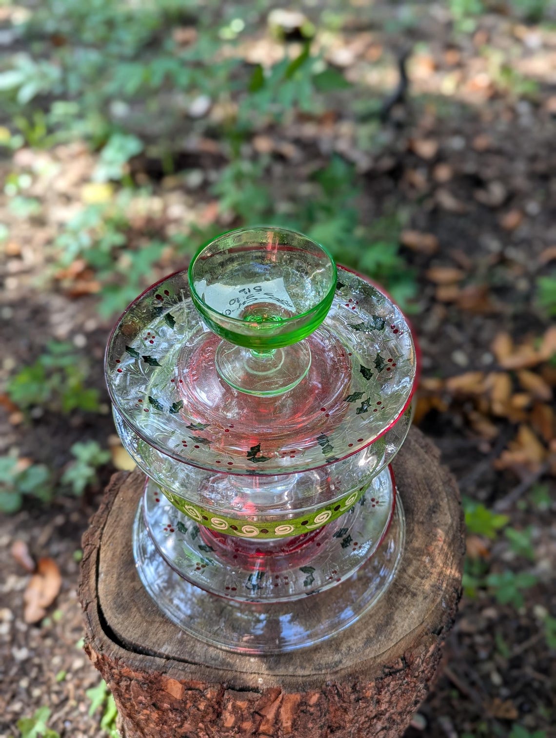 CHRISTMAS IN CRYSTAL Bird Bath, Totem, Bird Feeder, Center Piece, Side ...