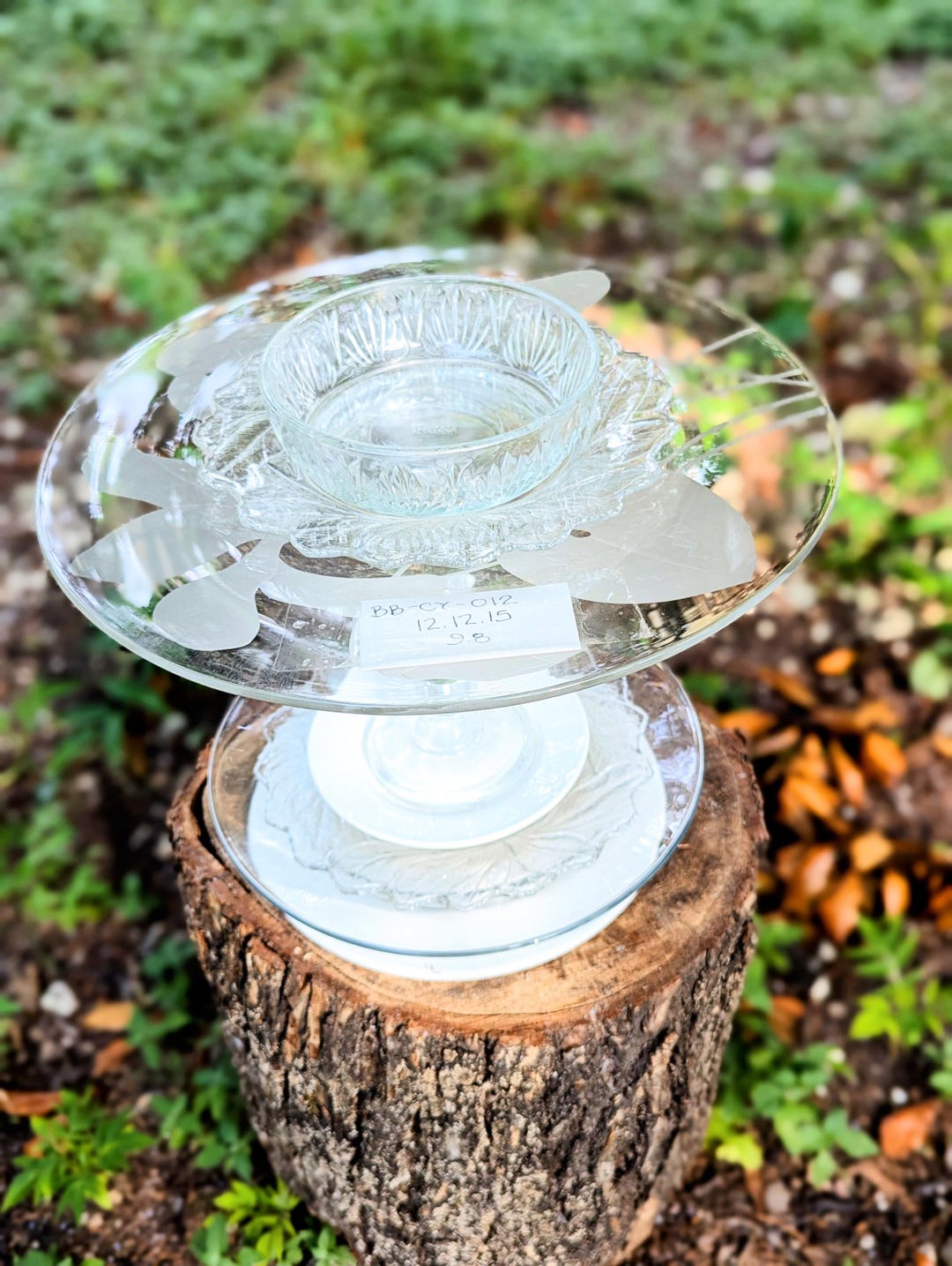 MODERN CRYSTAL Bird Bath, Totem, Bird Feeder, Center Piece, Side Table ...