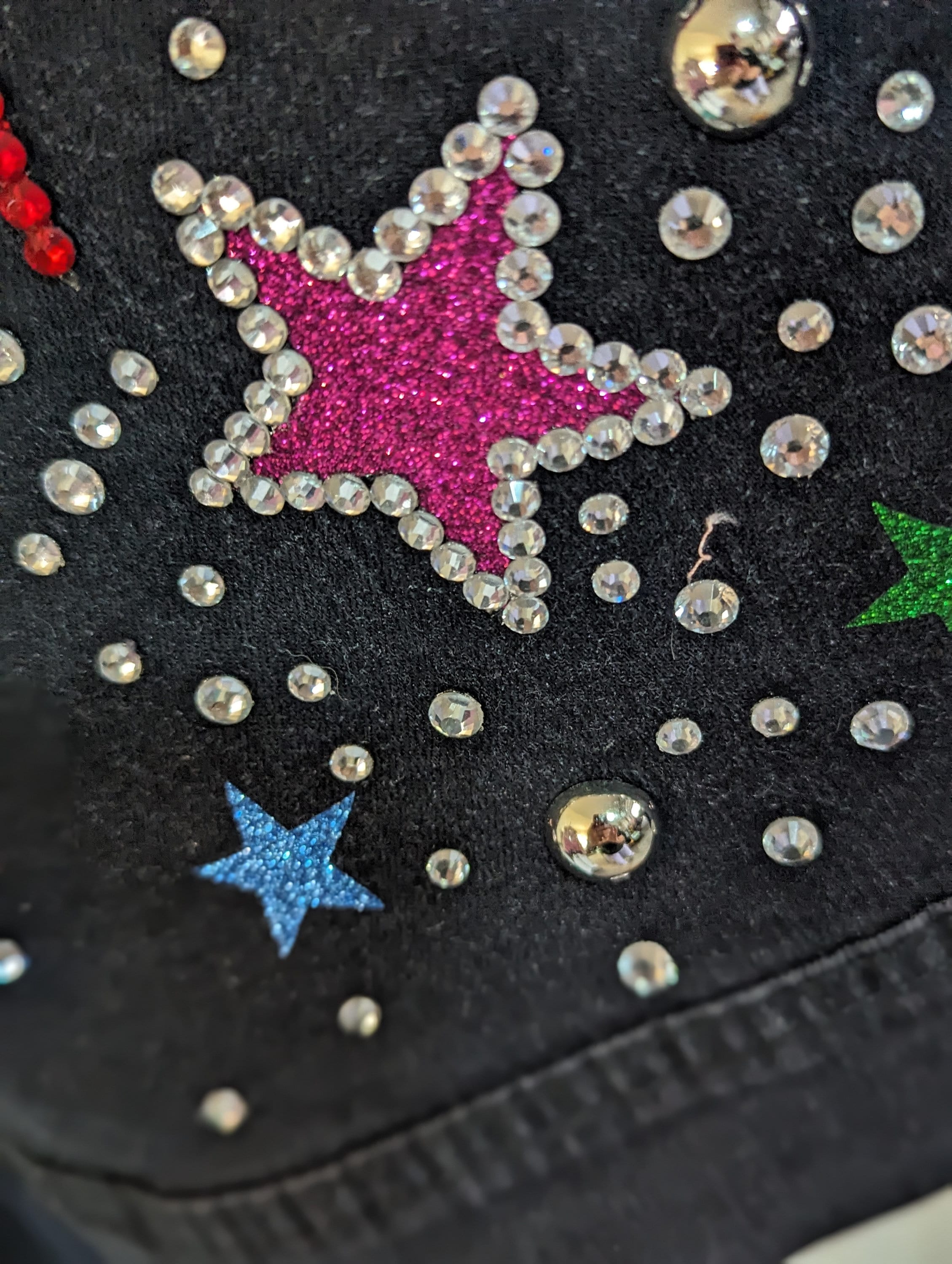 Colorful Planet With Stars on a Black Denim Jacket, Embellished Denim ...