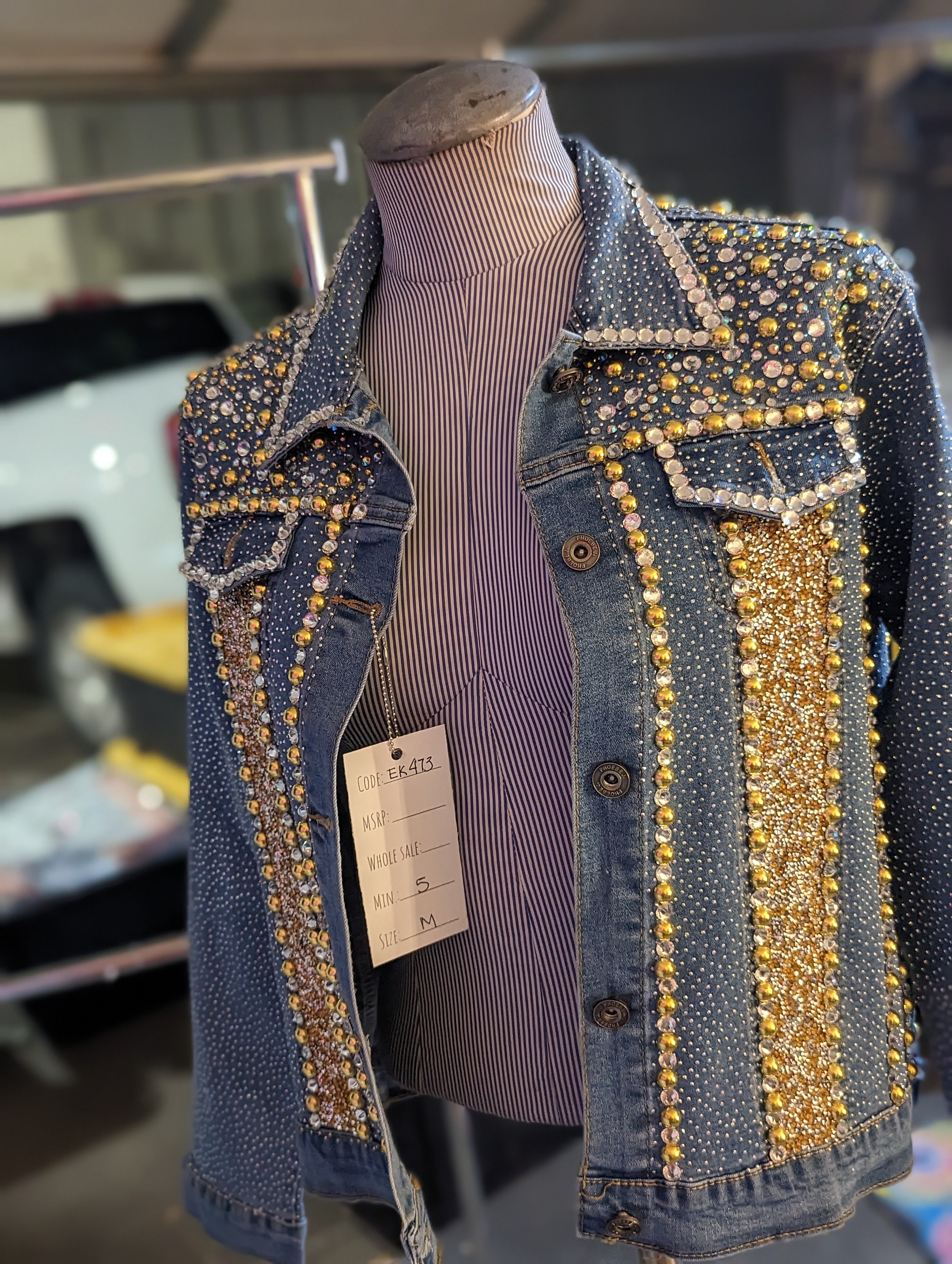 Shiny With Silver and Gold on a Sparkly Blue Denim Jacket. Embellished ...