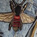 Bees on a Light Blue Oversize Denim Jacket. Embellished Denim Jacket ...
