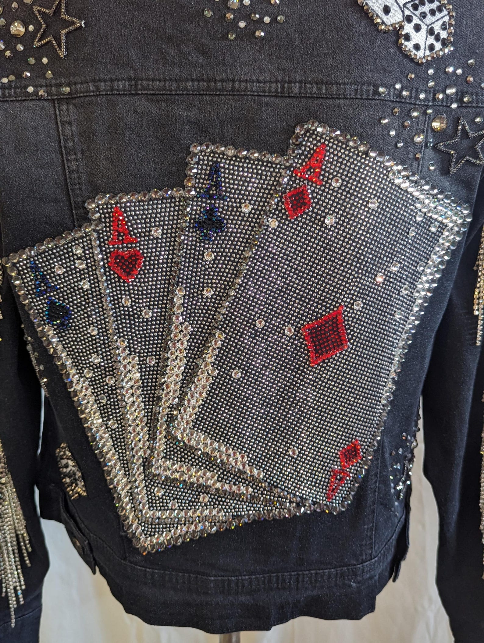 Playing Cards on Black Denim Jacket. Size M Oversize - Etsy