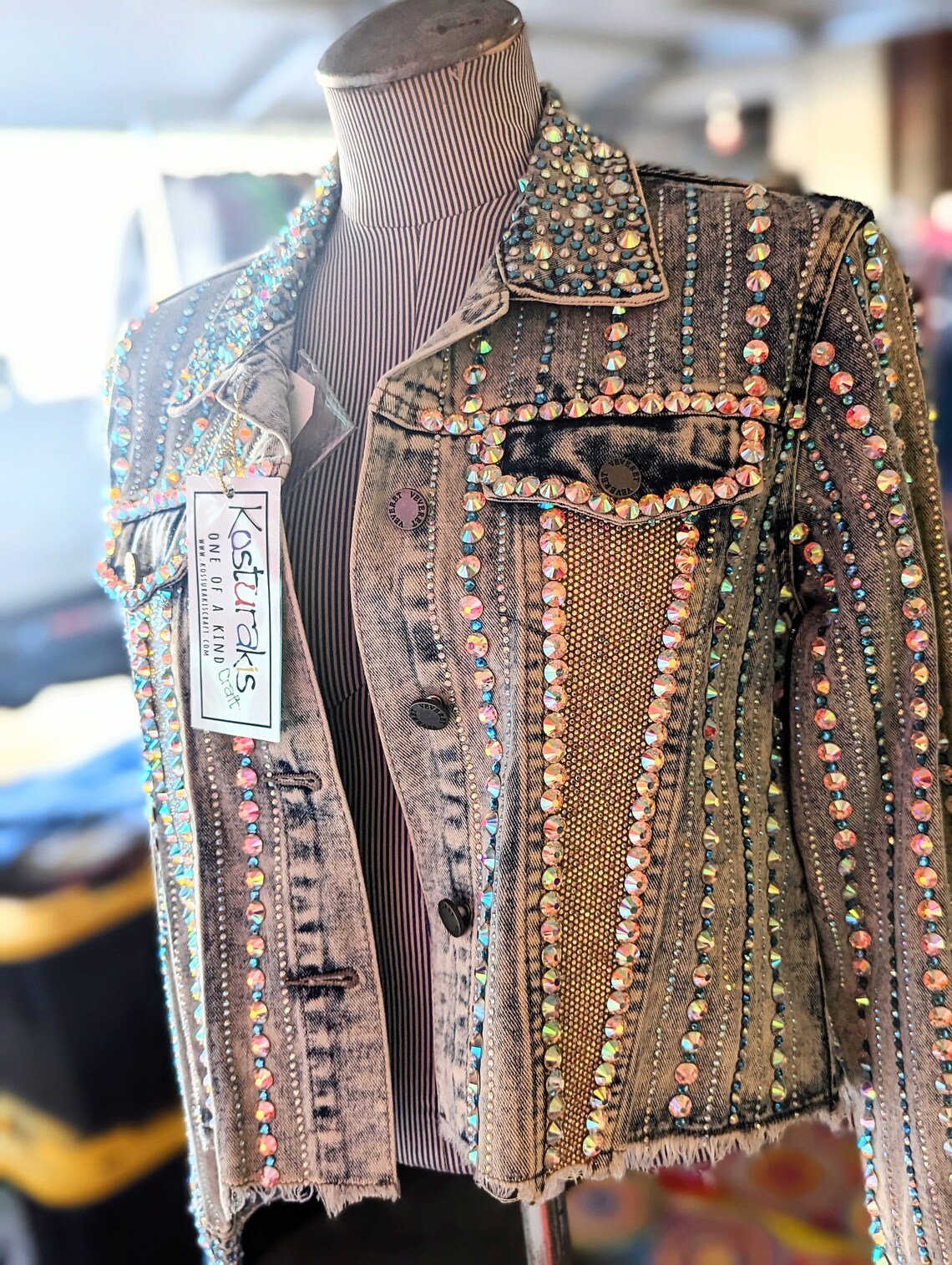 Sparkly on Blue in a Light Blue Denim Jacket. Embellished Denim Jacket ...