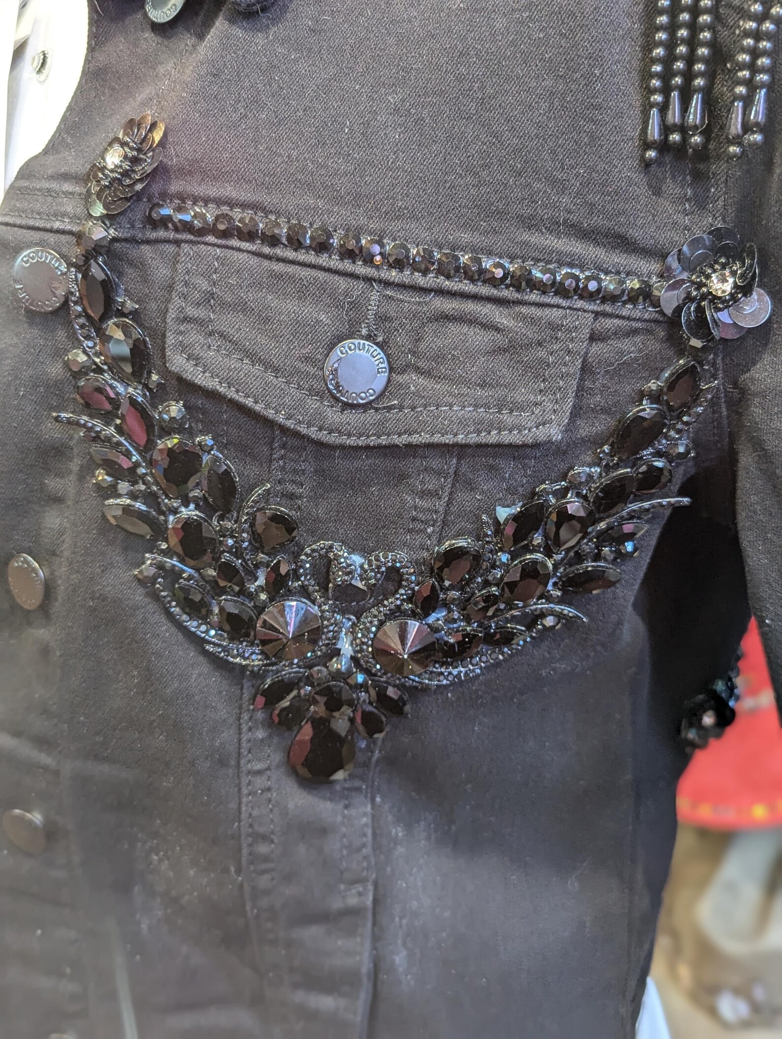 Black Swan on a Black Denim Jacket. Embellished Denim Jacket ...
