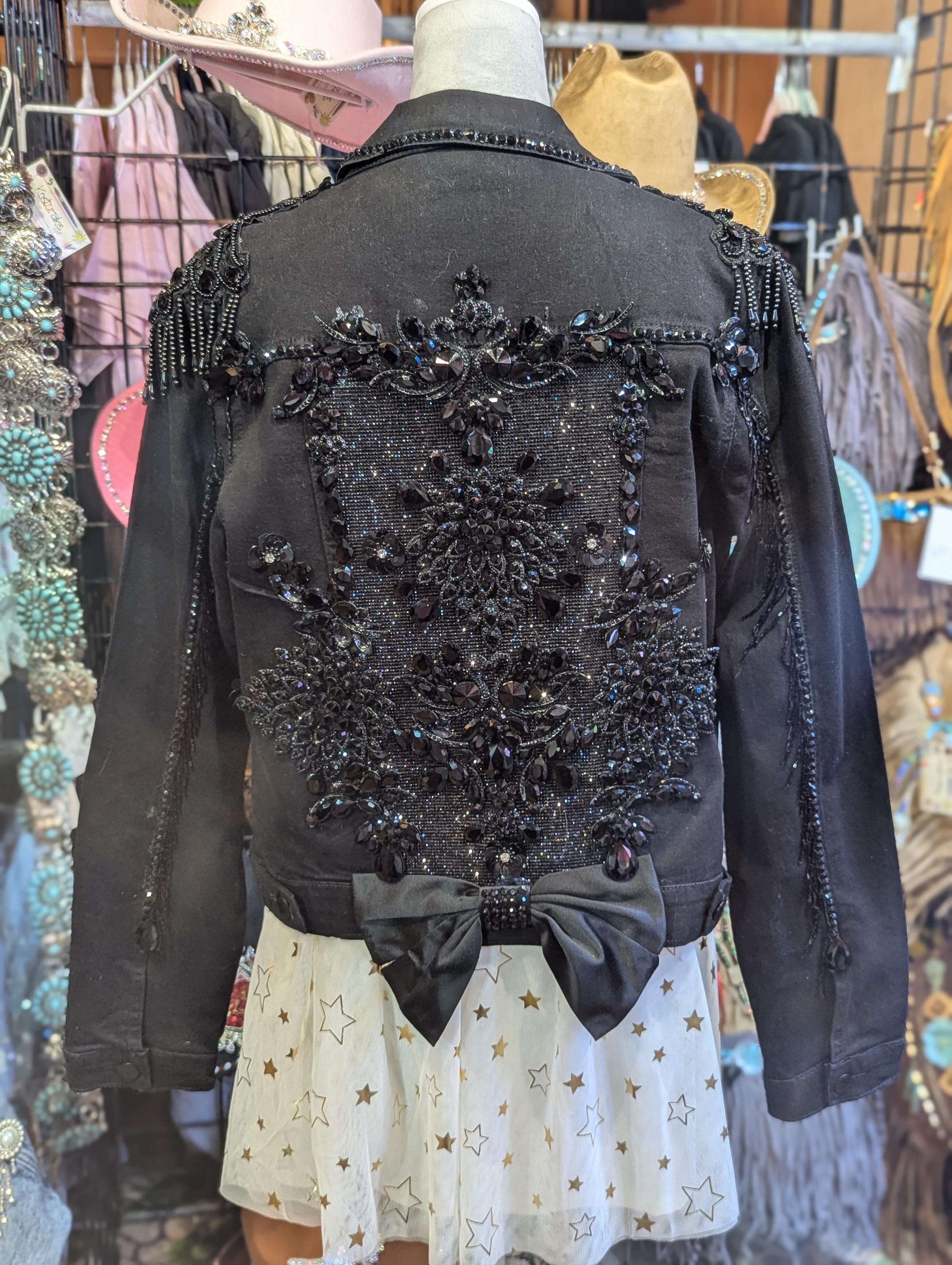 Black Swan on a Black Denim Jacket. Embellished Denim Jacket ...