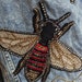 Bees on a Light Blue Oversize Denim Jacket. Embellished Denim Jacket ...