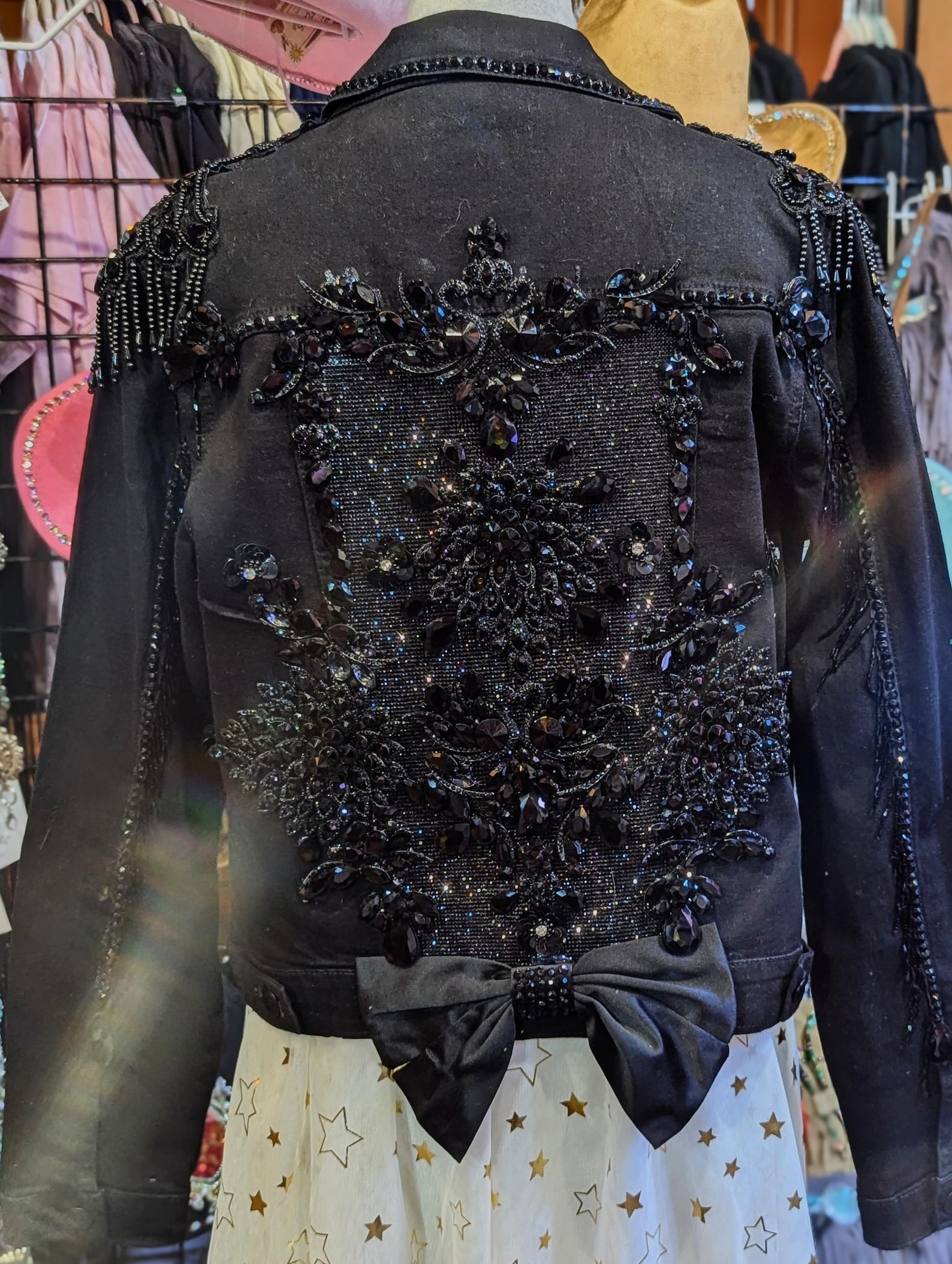 Black Swan on a Black Denim Jacket. Embellished Denim Jacket ...