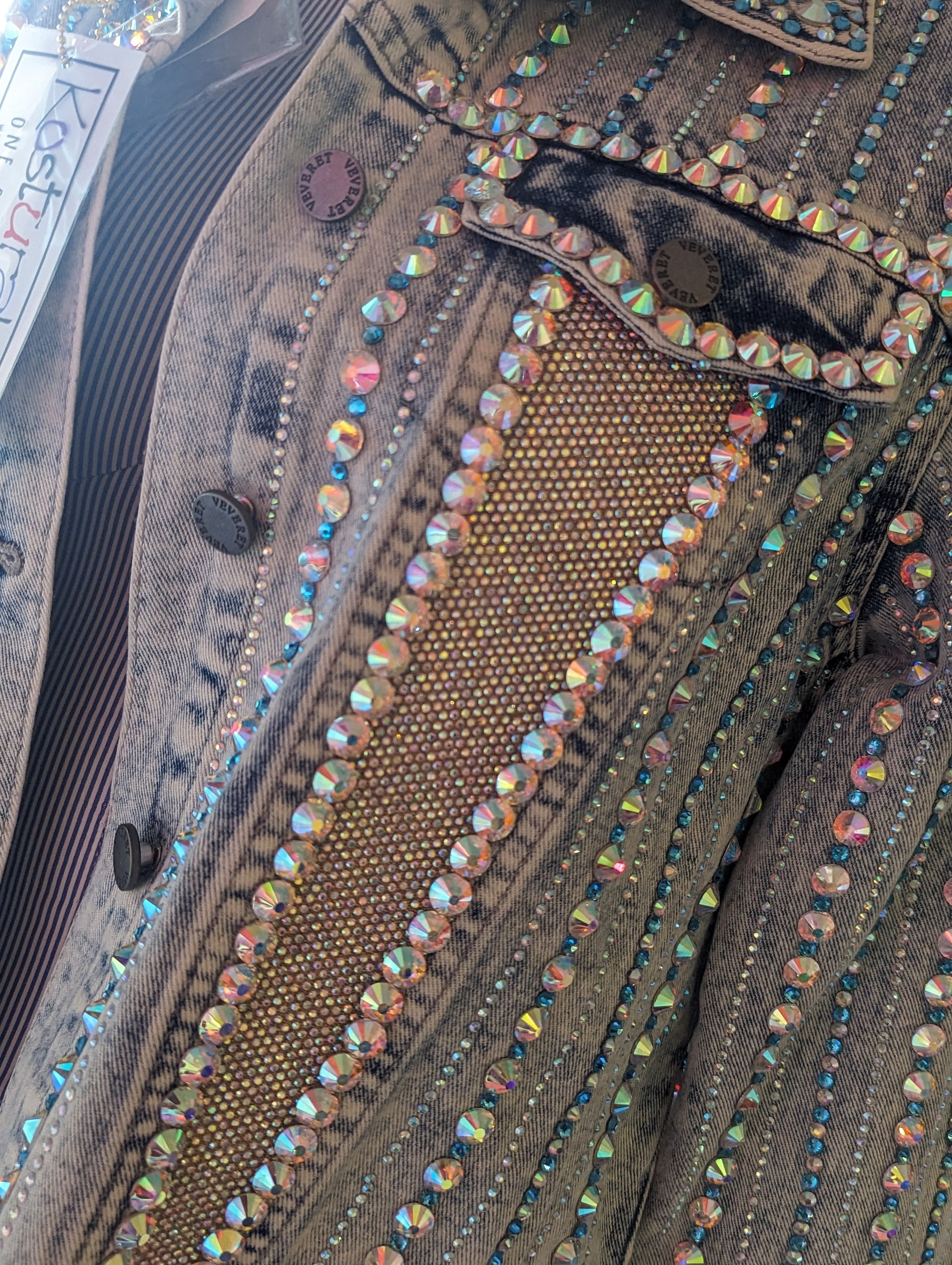 Sparkly on Blue in a Light Blue Denim Jacket. Embellished Denim Jacket ...