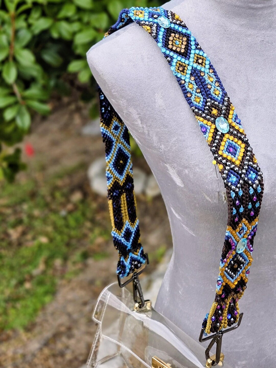 Braided Handbag Strap With Rhinestones With Lt Blue Stones on Blues - Etsy