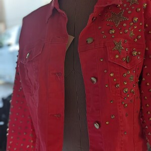 Silver Stars on a Neon Pink Denim Jacket. Embellished Denim - Etsy
