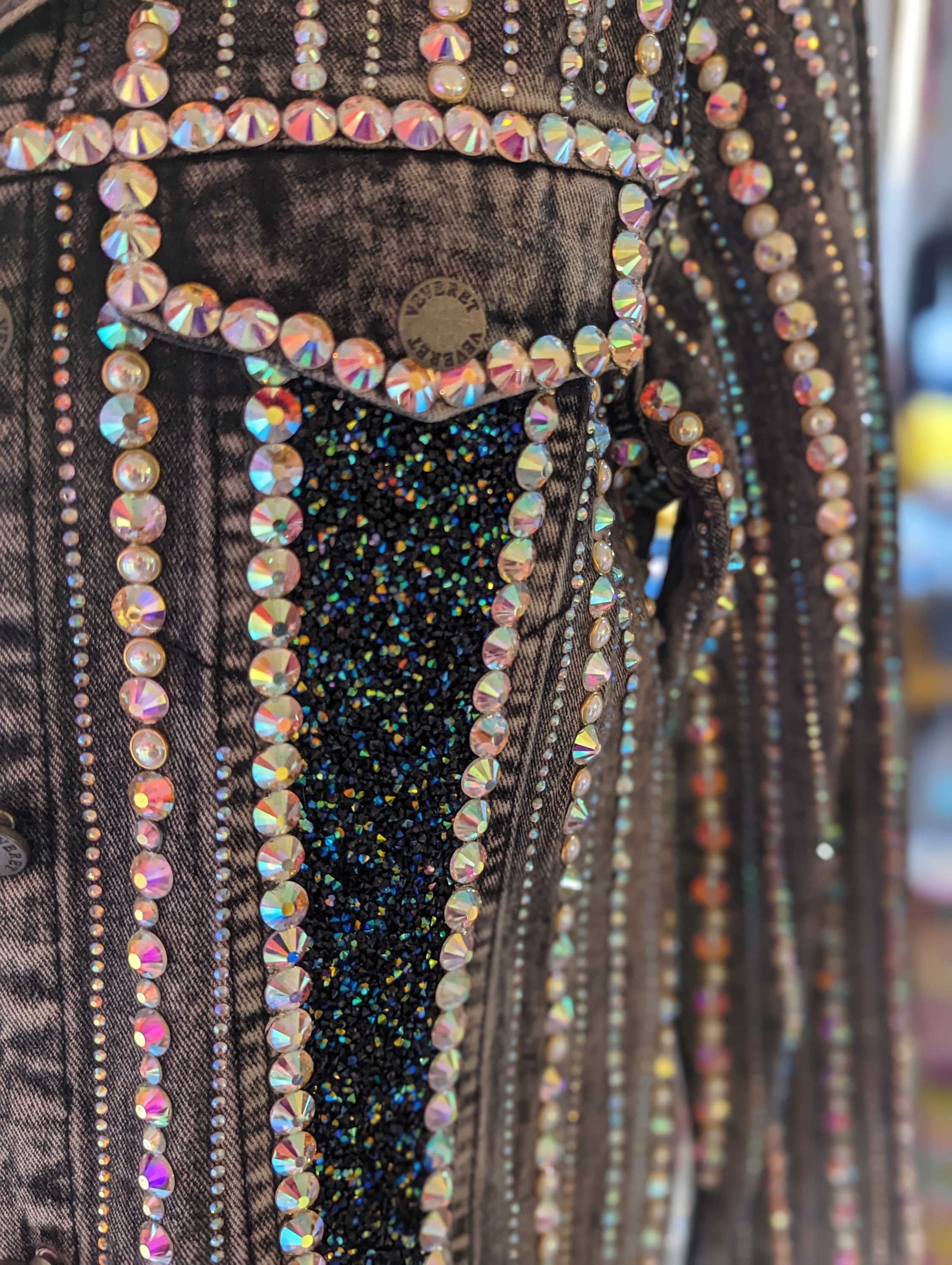 AB Sparkly With Black Details on a Black Denim Jacket. Embellished ...