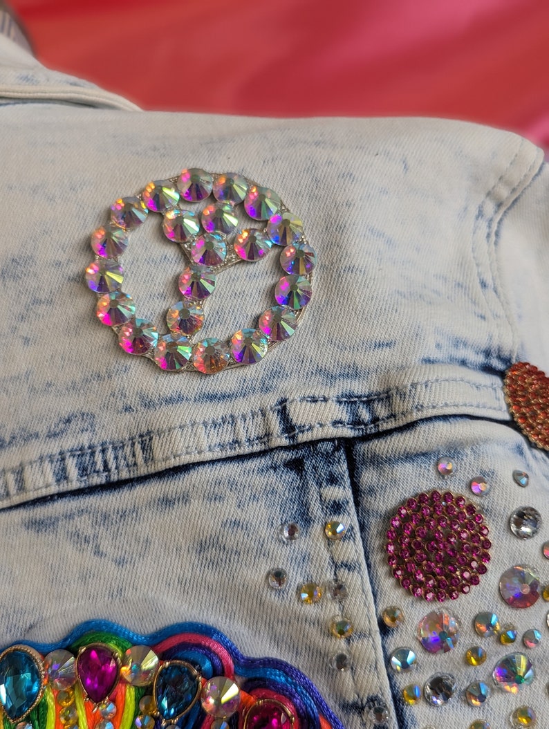 Neon Skull With Purple Fringe on a Bleached Blue Denim Jacket ...