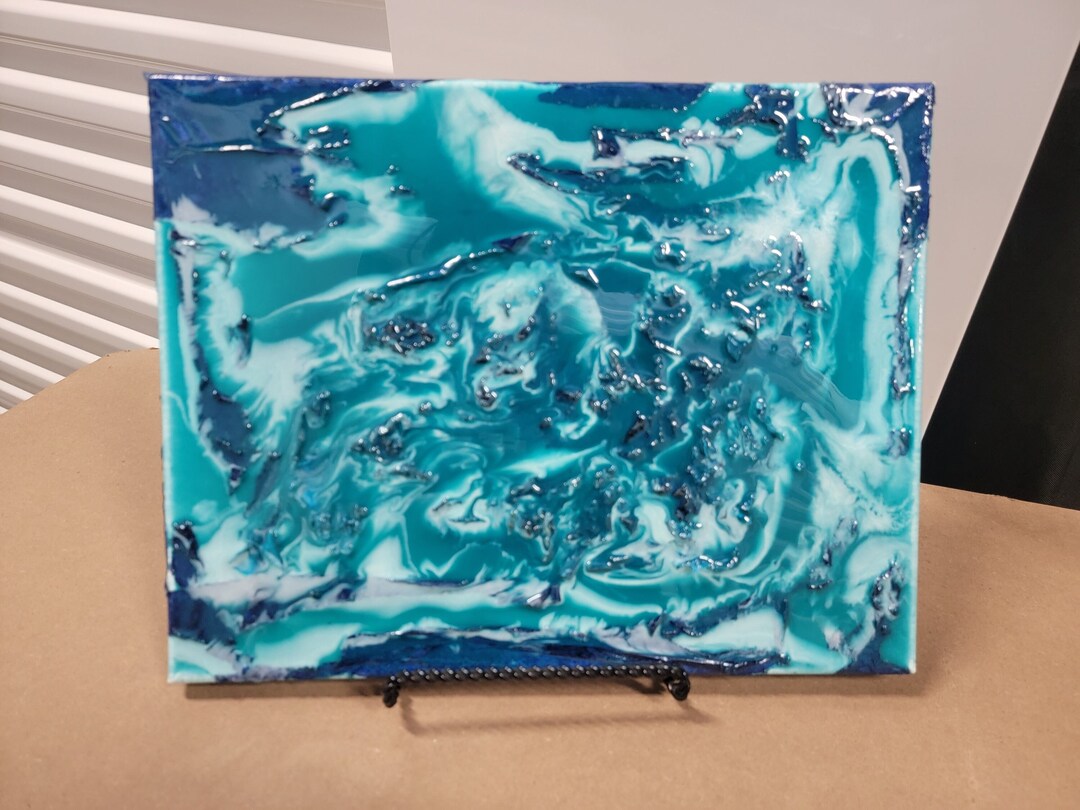Fluid Artwork With Texture - Resin on Canvas 14 X 11 - Etsy