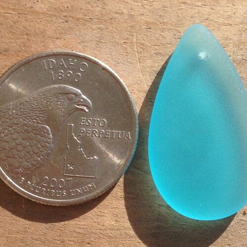 AQUA Sea Glass Style Tear Drop Beads 14x7mm - Etsy