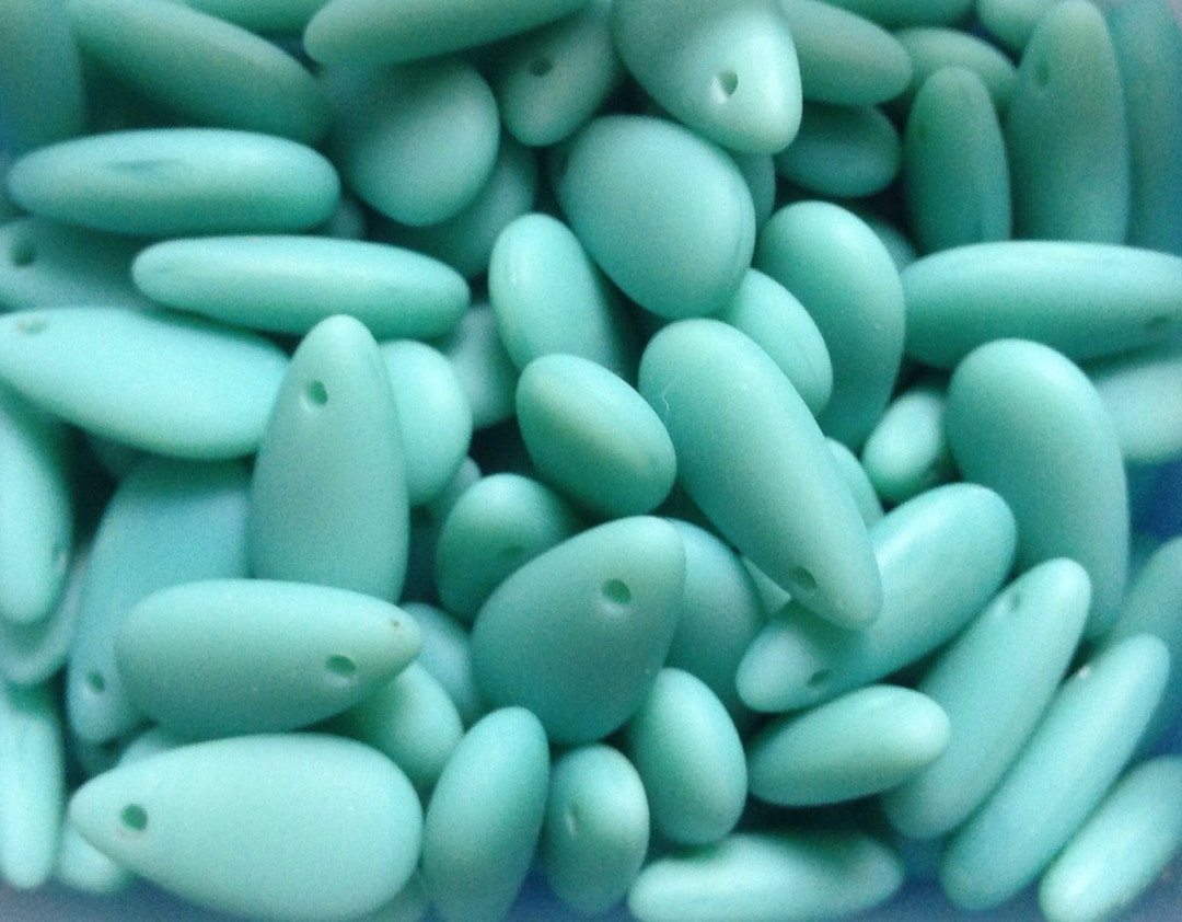 TURQUOISE Sea Beach Glass Style Tear Drop Beads 14x7mm - Etsy