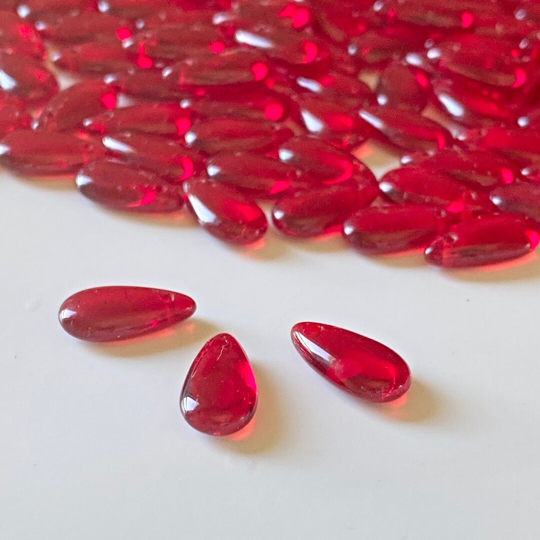 Ruby RED Tear Drop Beads 14x7mm - Etsy