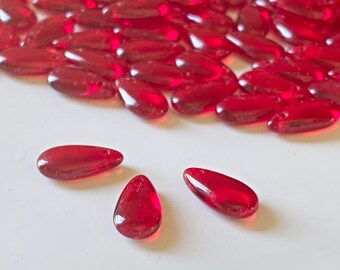 Ruby RED Sea Glass Style Tear Drop Beads 14x7mm - Etsy