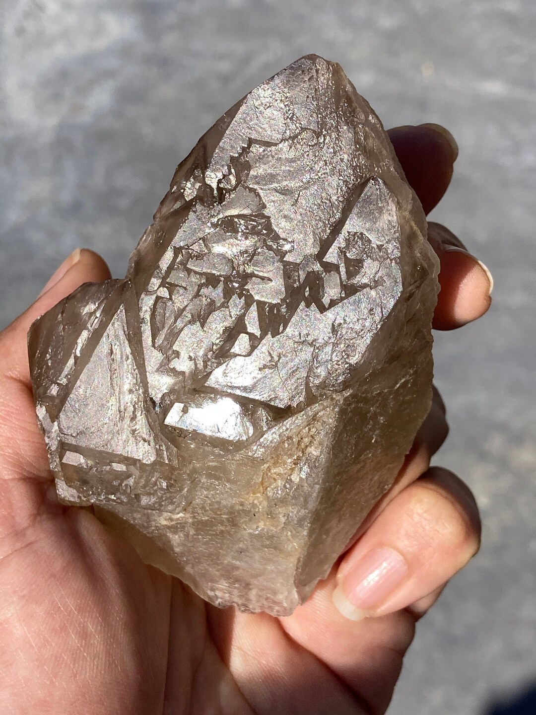Chunky Smokey Elestial Sceptered Quartz With Multiple Triangles on the ...