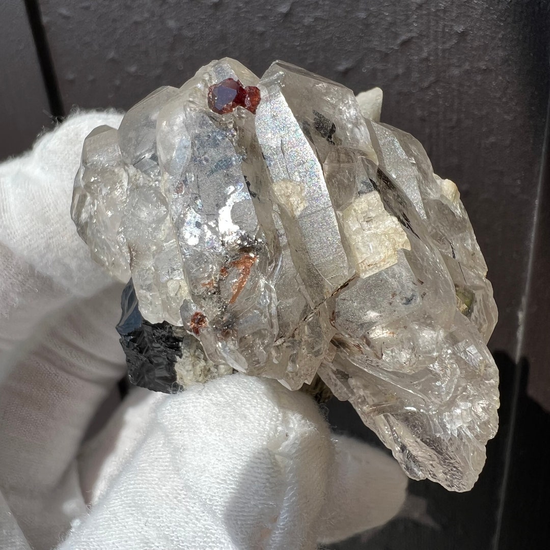 Quartz Crown With Spessartine Garnets and Aquamarine, Crystal Cluster ...