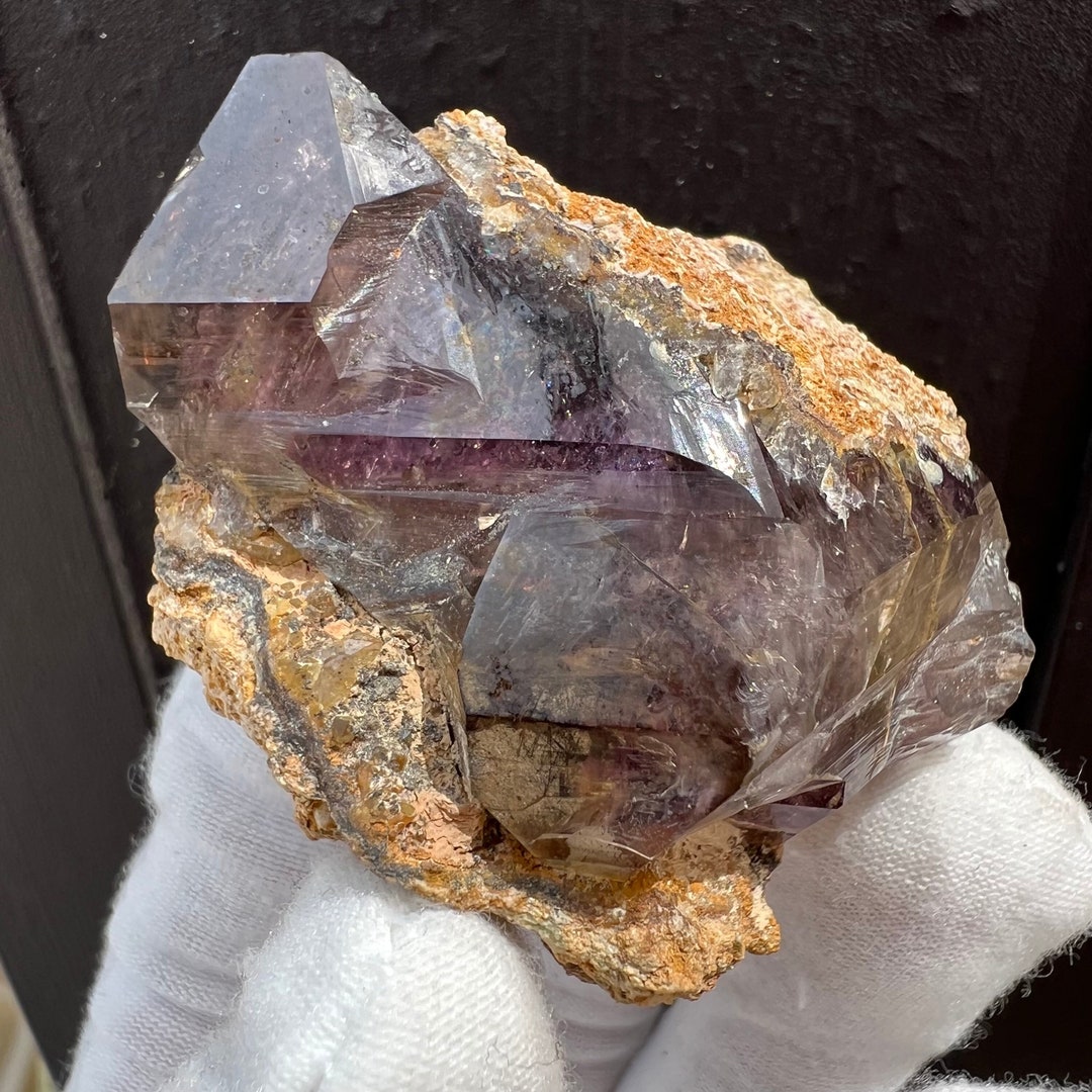 Purple Flame Tabby Elestial Smokey Amethyst Point. Tabular Crystal ...