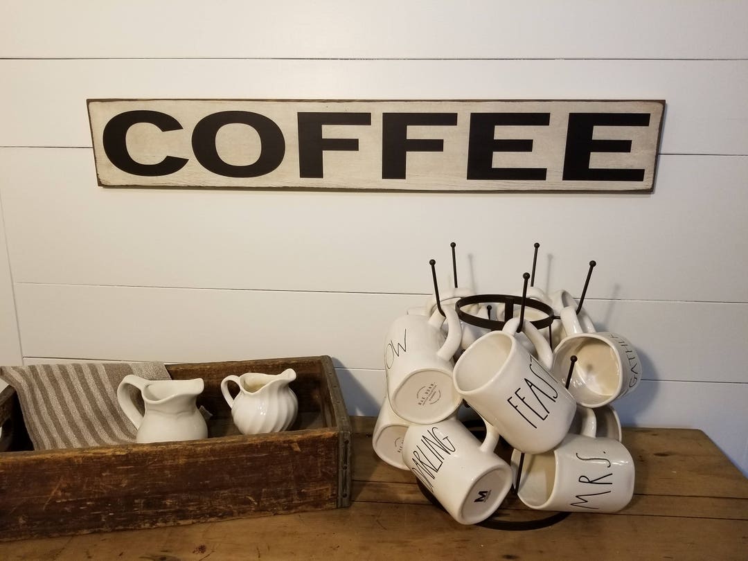 Coffee Sign - Kitchen Sign - Farmhouse Decor - Coffee - Rustic Wooden ...