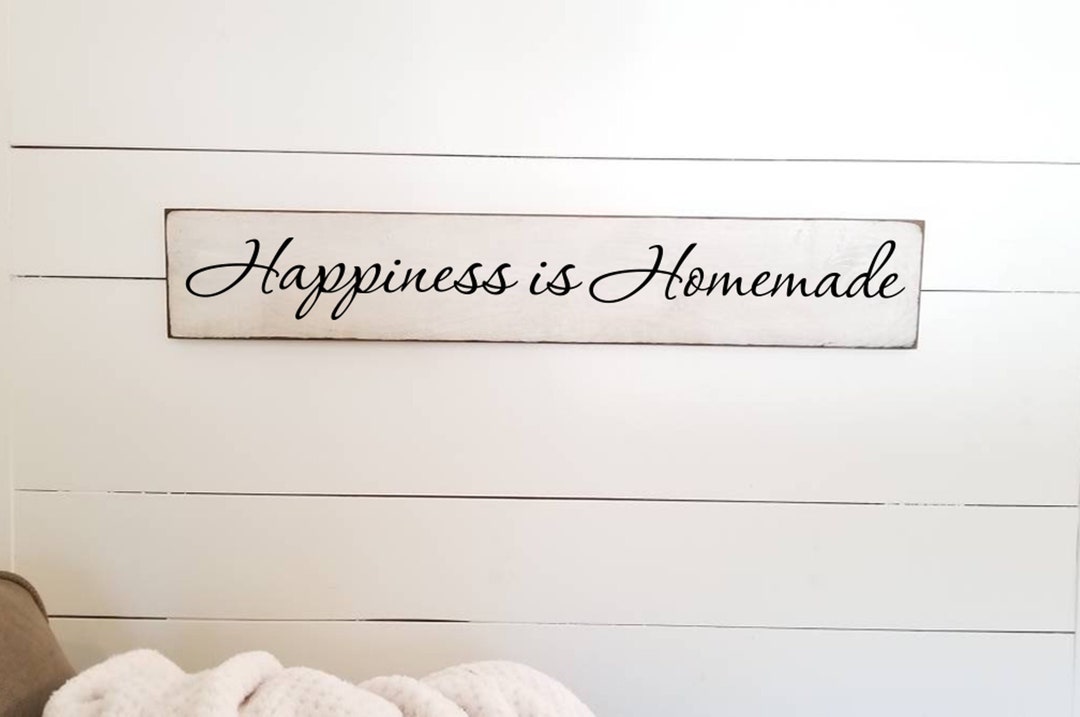 Happiness is Homemade Wooden Sign - Rustic Farmhouse Decor (5.5" X 35 ...