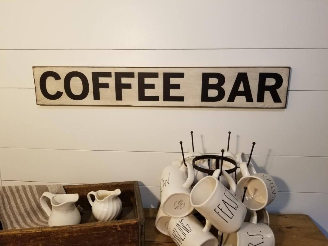 Coffee Bar Sign Kitchen Sign Farmhouse Decor Coffee Sign Rustic Wooden ...