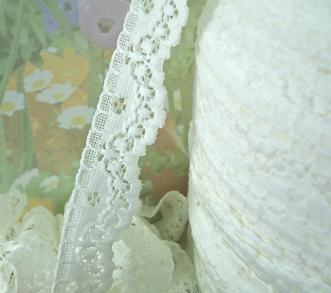 5yds Stretch Lace Edging Trim White Knit Fabric Ribbon Diy Wedding ...