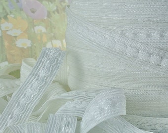 3yds Elastic Fold Over Stretch Ribbon Trim White Ruffle Down - Etsy