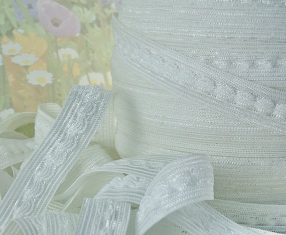 3yds Elastic Fold Over Stretch Ribbon Trim White Ruffle Down | Etsy