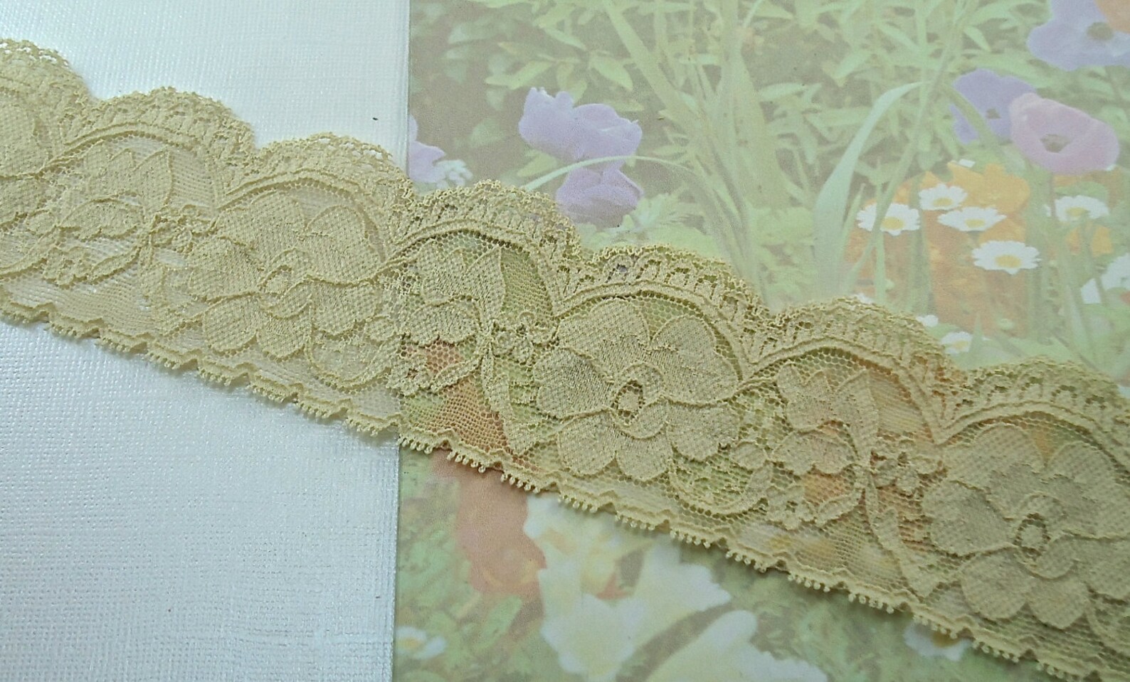 3yds Elastic Lace Ribbon Tan Stretch Lace Trim 2 Inches Wide - Etsy