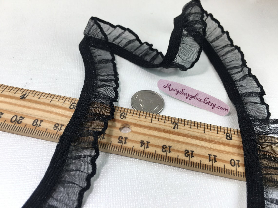 3yd Black Ruffle Elastic Stretch Trim Chiffon / Organza - Etsy UK