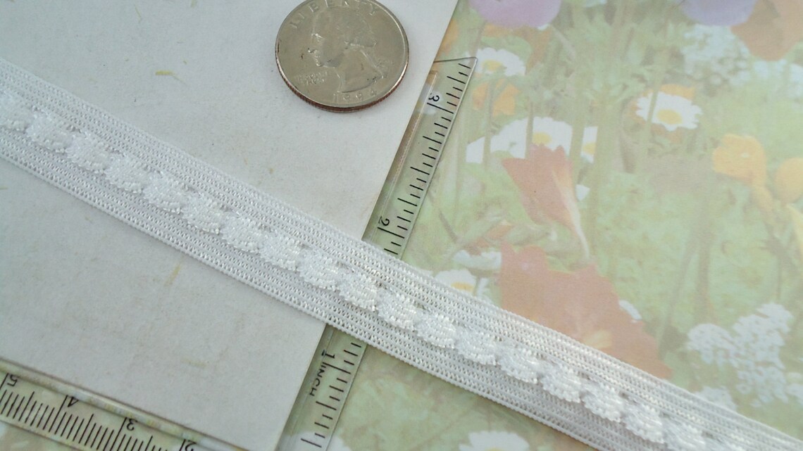 3yds Elastic Fold Over Stretch Ribbon Trim White Ruffle Down | Etsy