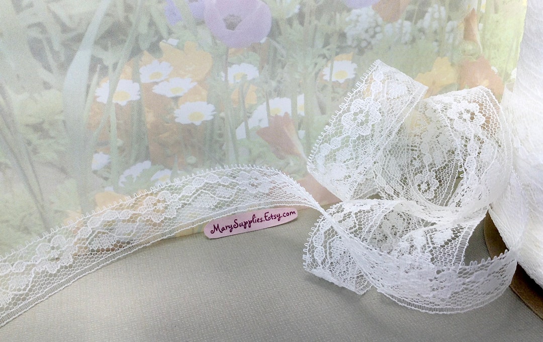 5yd White Floral Pattern Chantilly Lace Trim 3/4" Diy Wedding Vail ...