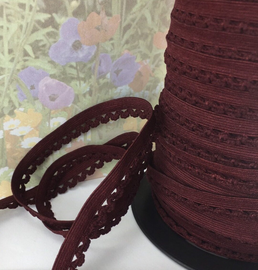 5yd Picot Stretch Trim 1/2" Inch Skinny Elastic Burgundy Red Diy ...