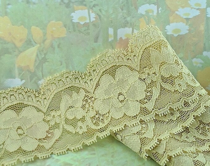 3yds Elastic Lace Ribbon Tan Stretch Lace Trim 2 Inches Wide - Etsy
