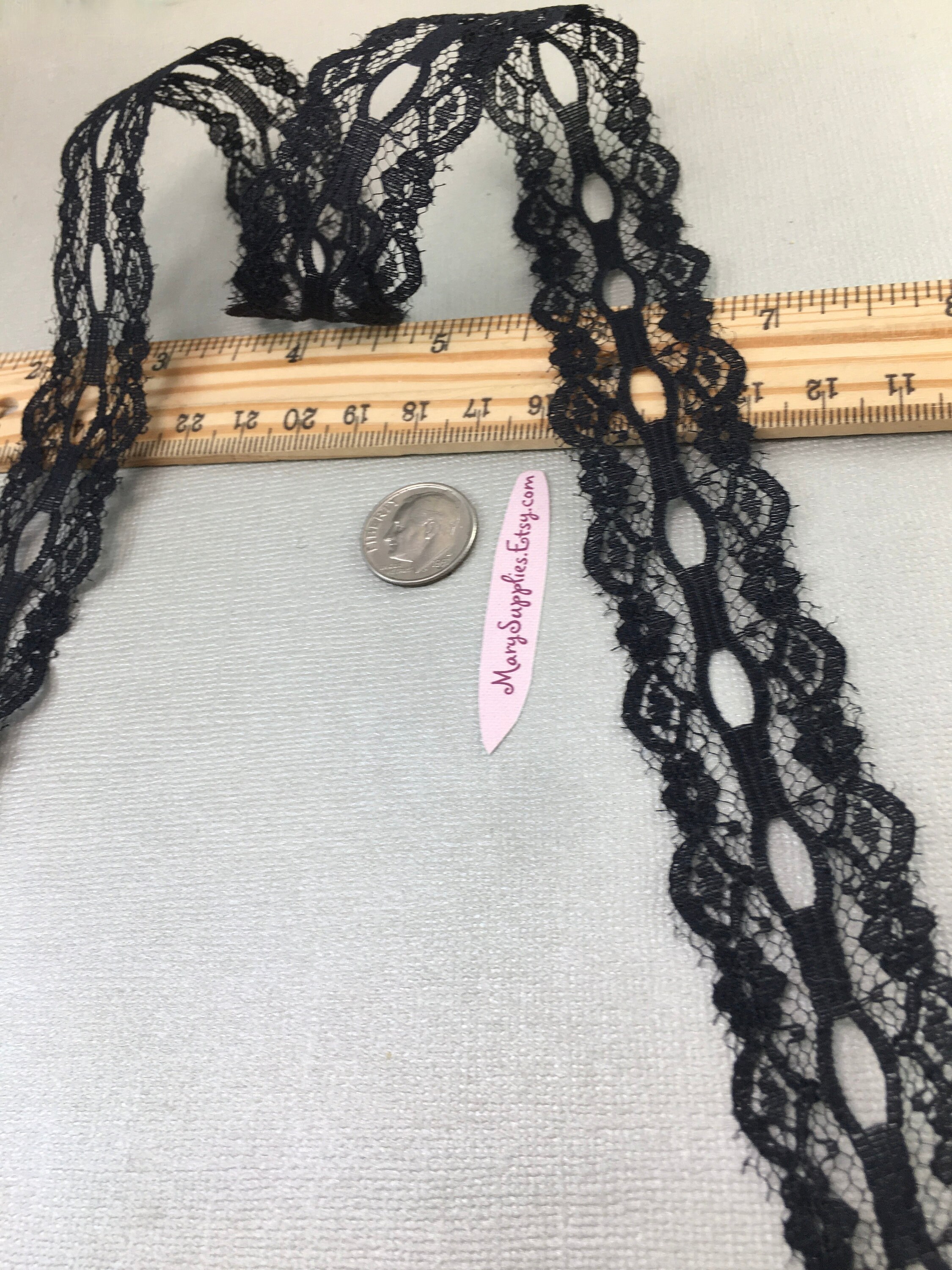 3yds Black eyelet lace ribbon Scallop 7/8 1 wide | Etsy