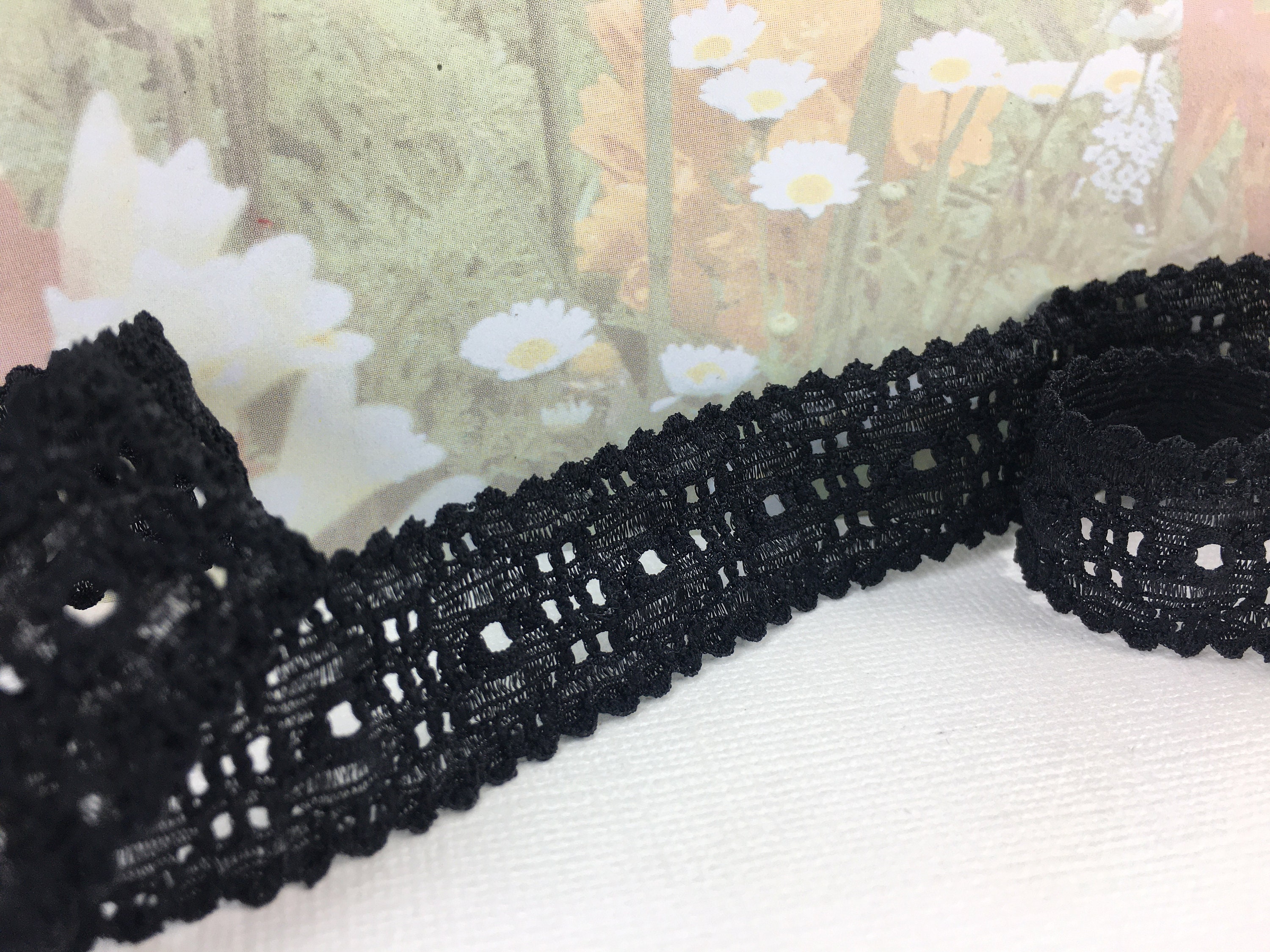3yds Stretch Lace Black Ribbon Eyelet Trim 5/8 for diy | Etsy