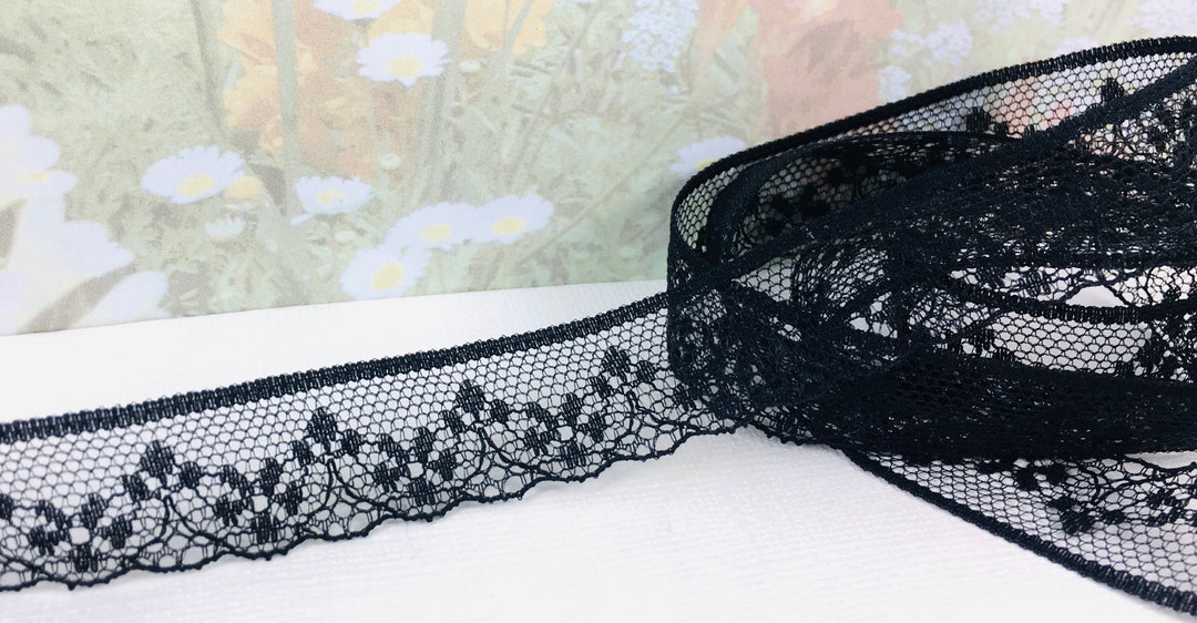 5yds Black Net Lace pattern Trim 3/4 Slip Trimming diy bridal wedding ...