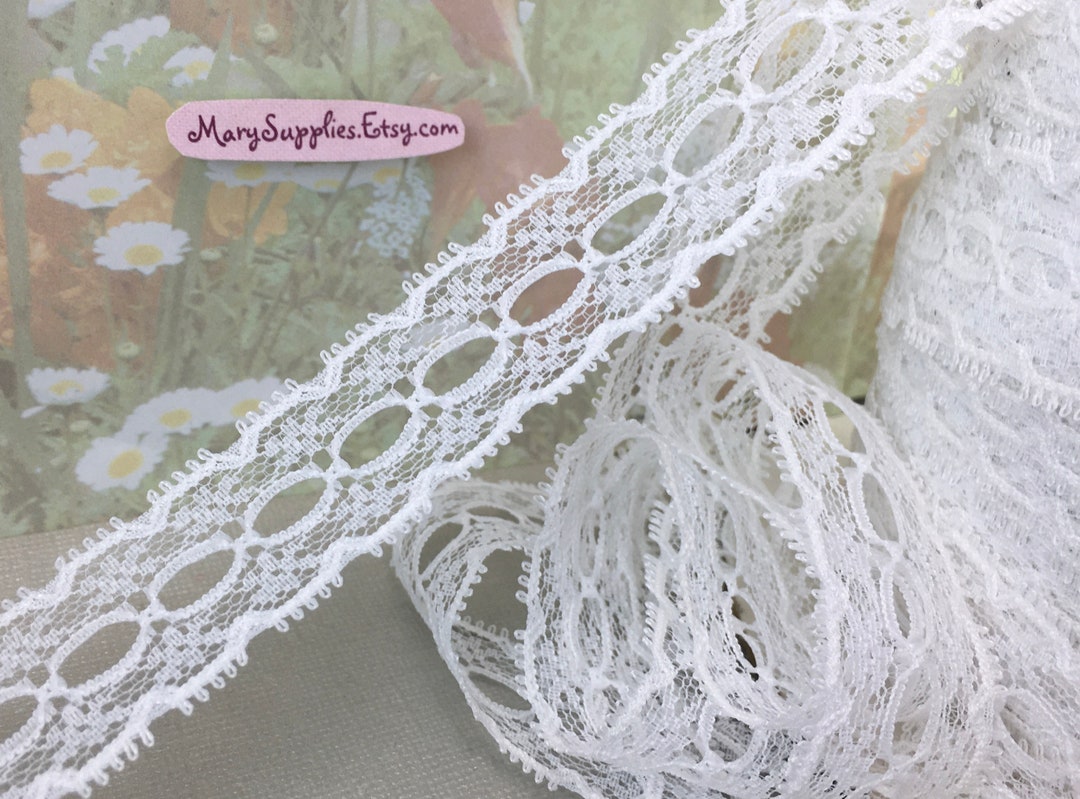 5yds Eyelet Lace White 1 Wide Eyelet Ribbon Trim Scallop Insertion Lace ...