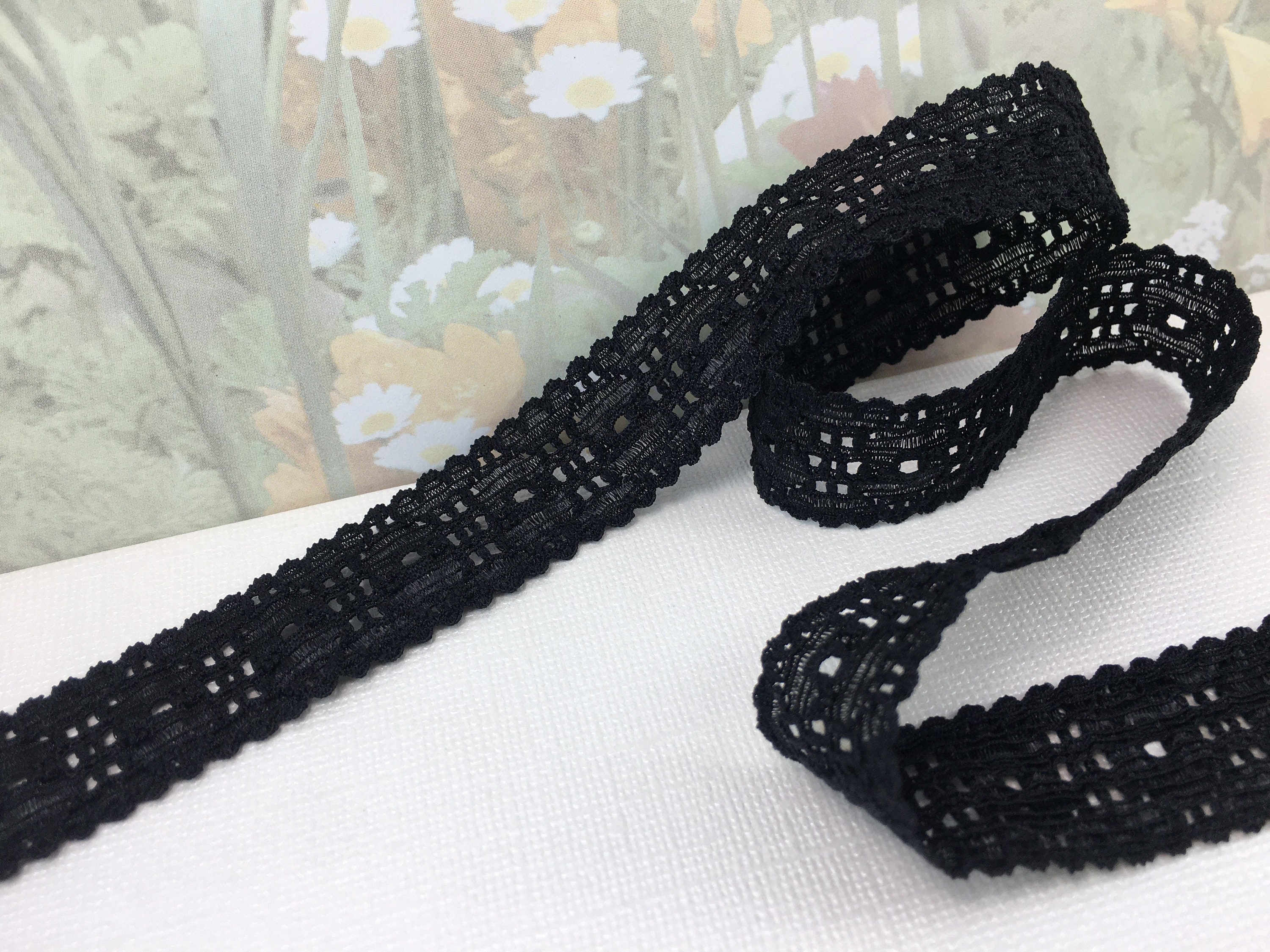 3yds Stretch Lace Black Ribbon Eyelet Trim 5/8 for diy | Etsy