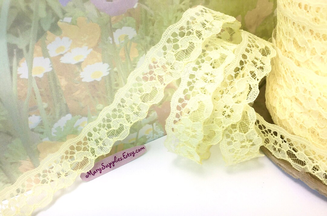 5yd Yellow Lace Ribbon 3/4" Picot Non-stretch Country Crafts Trim for ...